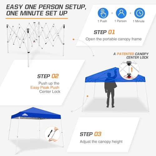 10x10 Slant Leg Pop-up Canopy Tent Easy One Person Setup Instant 10 by ...