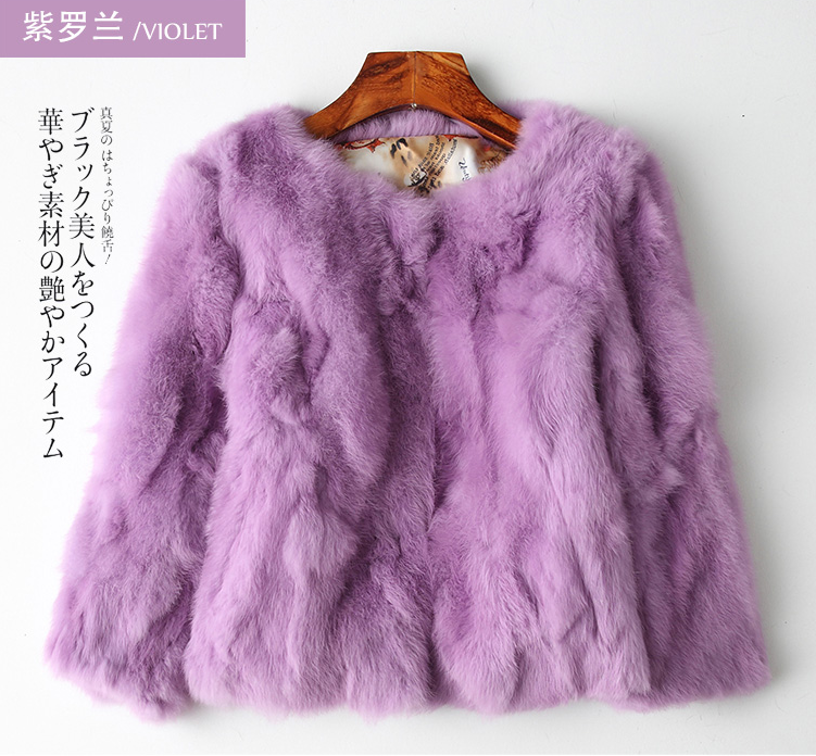 Women 100% Real Rabbit Fur Short Jacket Overcoat Winter Warm Thicken ...