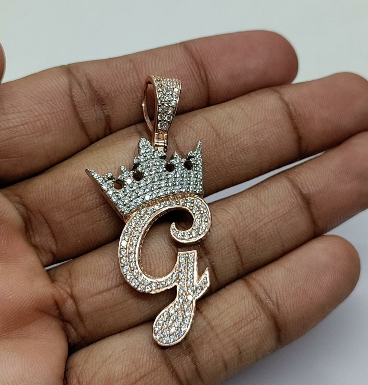 1.00 CT Lab-Created Diamond Letter "G" Alphabet Pendant 14K Two-Tone ...