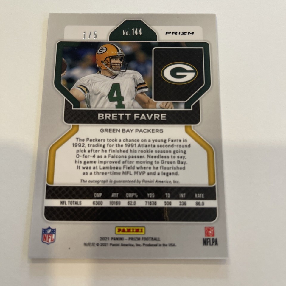 Brett Favre Auto 1/5 Prizm Blue Shimmer 144 | eBay