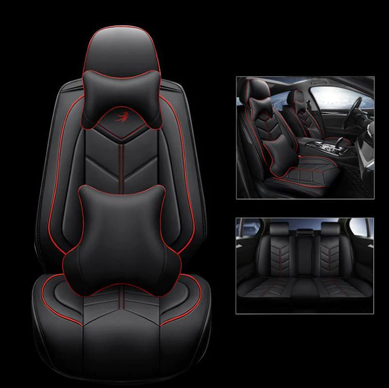 Seat Cover Set 5seats Universal Pu Leather Car Protector Pad W/pillows ...