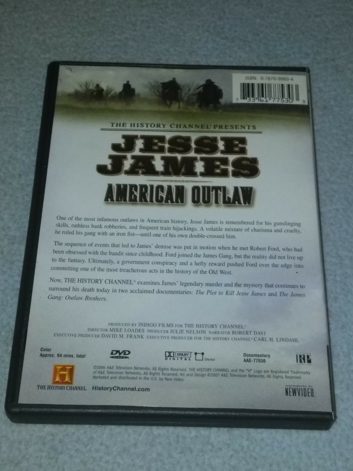 JESSE JAMES: AMERICAN OUTLAW DVD (HISTORY CHANNEL) *RARE opp ...
