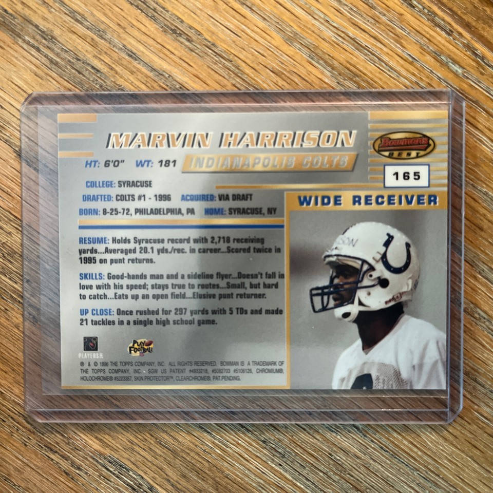 1996 Bowman's Best Marvin Harrison #165 RC Rookie HOF Colts Invest NM ...
