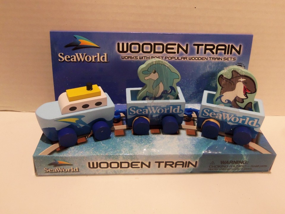 SEA WORLD WOODEN TRAIN (DOLPHIN & WHALE) SET-SEE DESCRIPTIONS- RARE | eBay