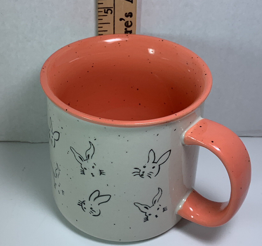 Meritage Coffee Mug Orange Beige Bunny Rabbit Speckled Jumbo Large Cup ...
