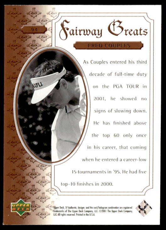 2001 SP Authentic #94 Fred Couples | eBay