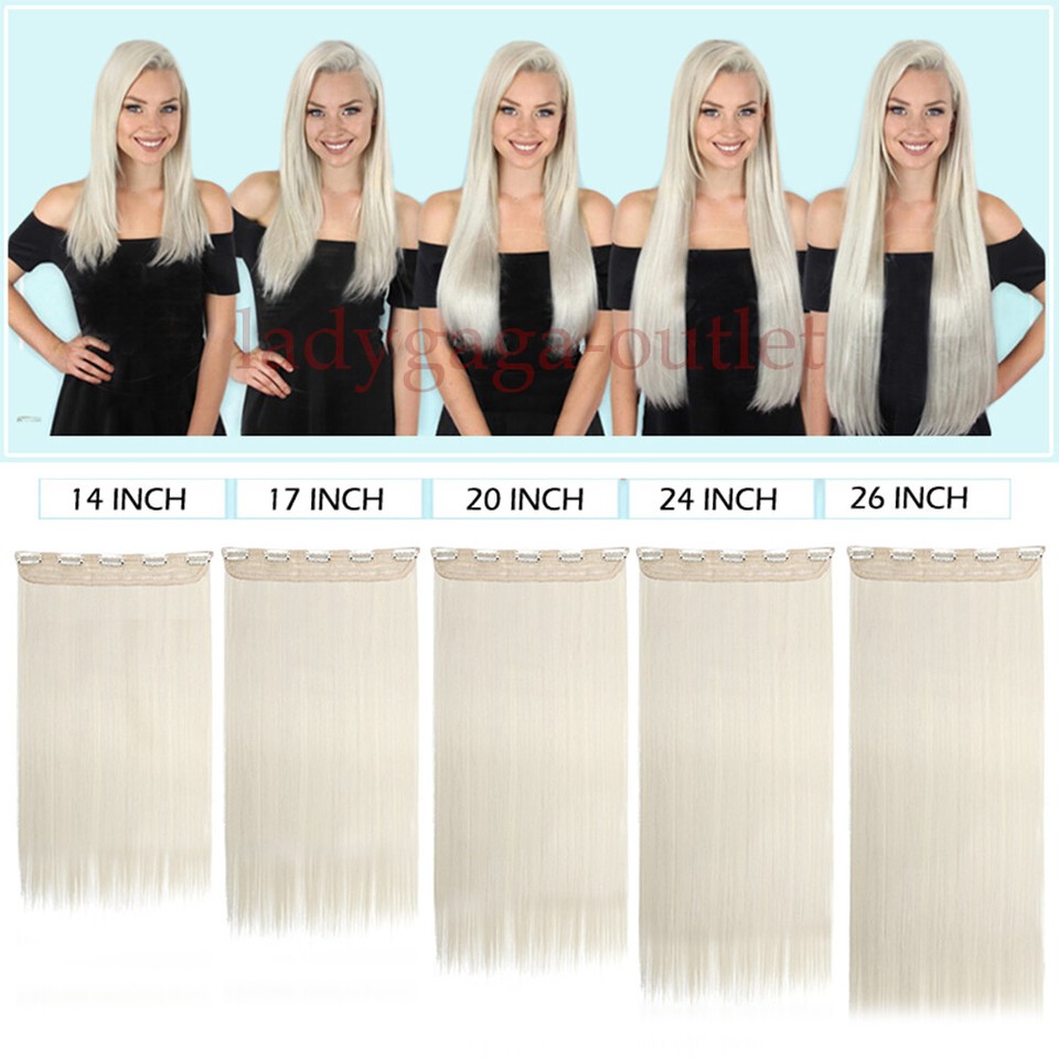 One Piece Clip in Half Full Head Hair Extensions Look Like Human Heat ...