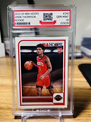 2023-24 NBA Hoops Amen Thompson Rookie #242 GMG Graded 10 Gem Mint 💎 RC ...