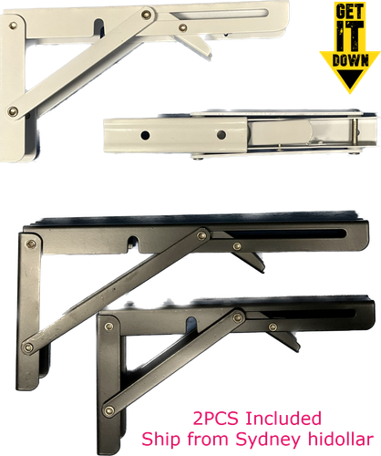 HEAVY DUTY FOLDING SHELF BRACKET FOLDABLE STEEL BRACKET SUPPORT X2PCS ...