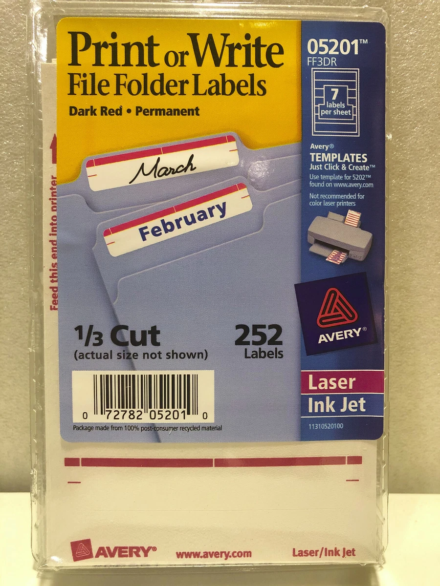 File Folder Label Printing Template