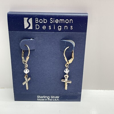 Bob Siemon Sterling Silver Petite Cross Earrings | eBay