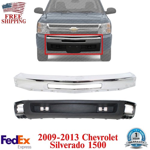 Front Bumper Chrome + Lower Valance Textured For 2009-2013 Chevy ...