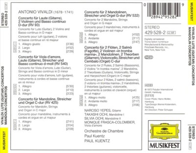 NARCISO YEPES ANTONIO VIVALDI: LUTE (GUITAR) CONCERTOS; MANDOLIN ...