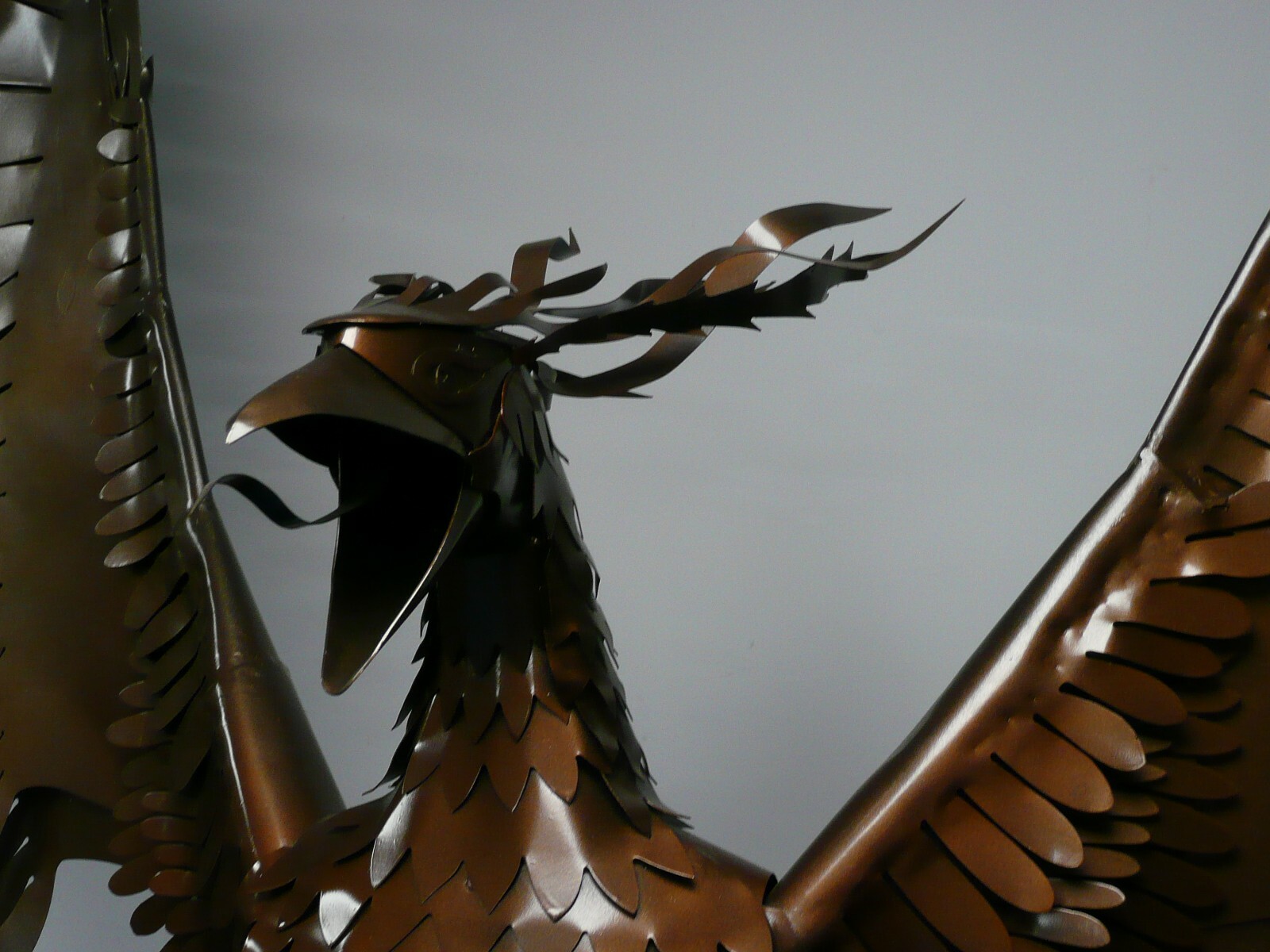 Handmade Welded Steel Phoenix Sculpture on stand | eBay UK