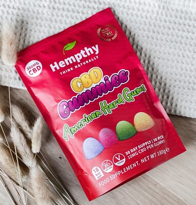 Hempthy CBD Gummies - Vegan American Hard Gums - 300mg - 30Pk - 10mg ...
