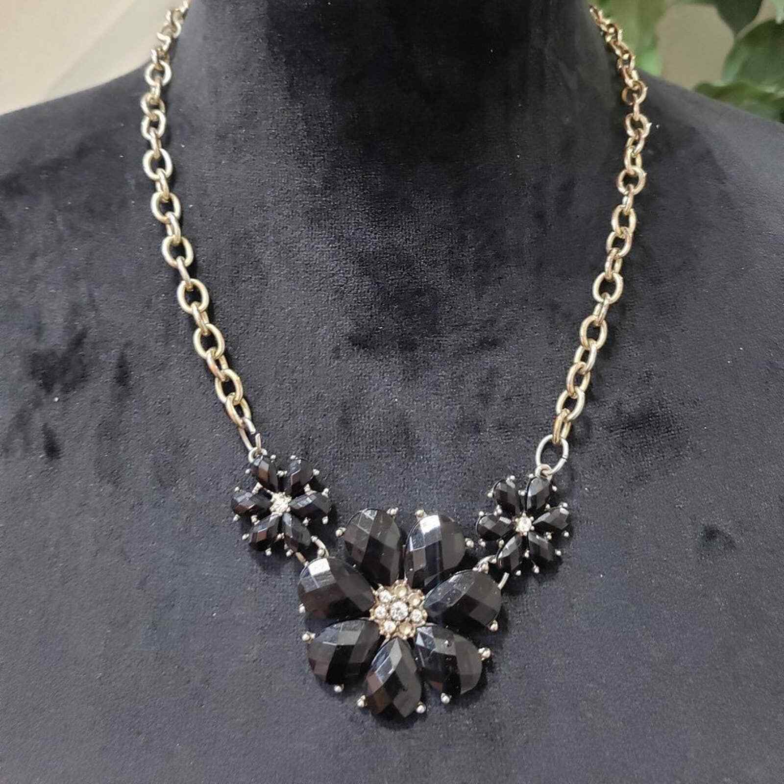 Charter Club Women's Black Beaded Flower Gold Chain Adjustable Chain ...