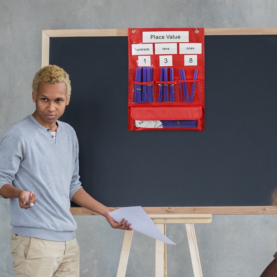 1 Set Pocket Chart Classroom Portable Counting Pocket Chart Numbered ...