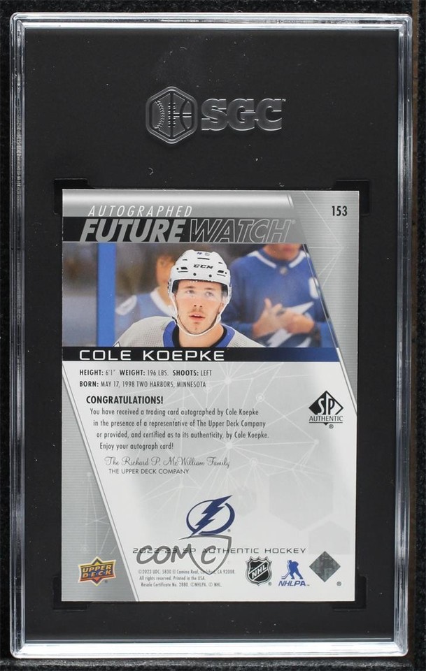 2022 SP Authentic Future Watch /999 Cole Koepke #153 SGC 10 GEM Rookie ...