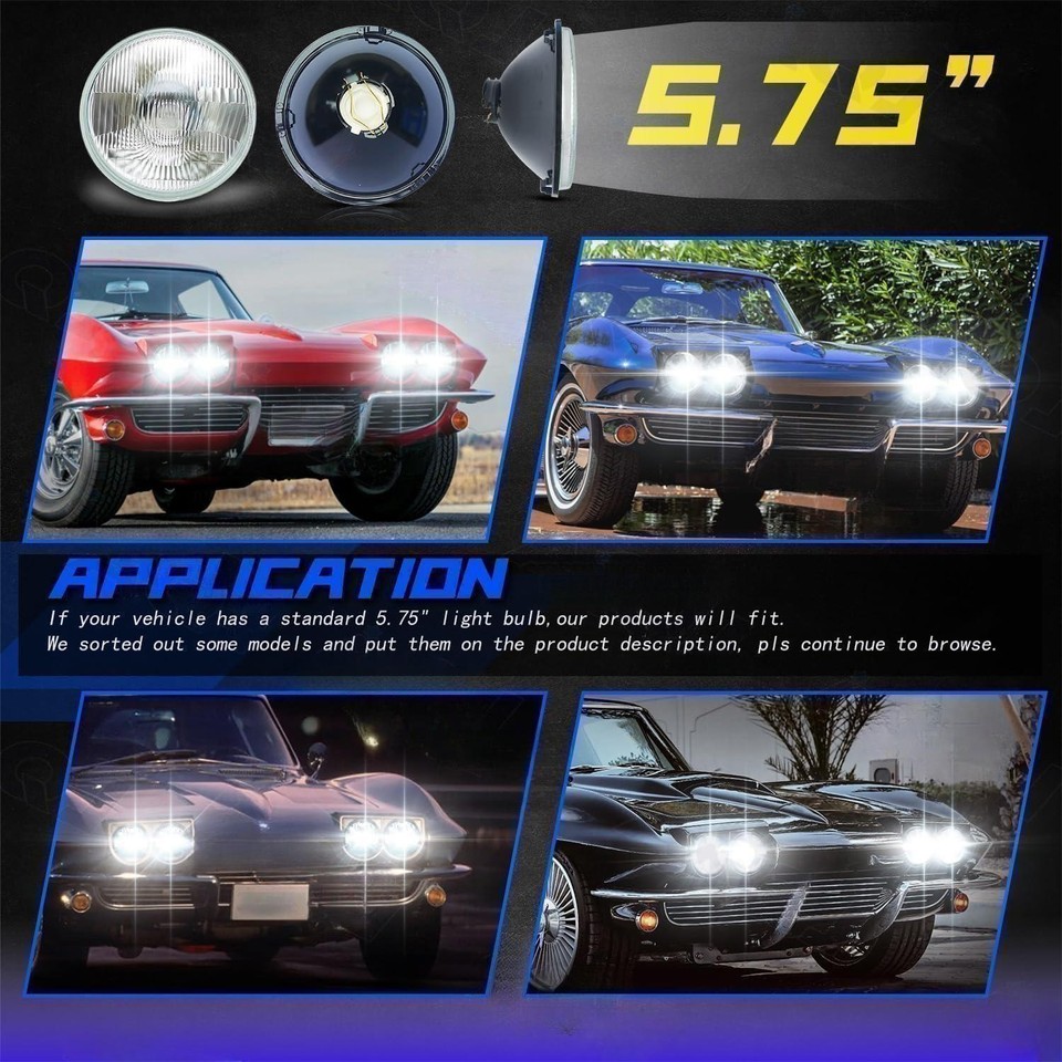 4PCS 5.75" 5-3/4" 6000K LED Headlights Hi/Lo Beam for Chevy Chevelle ...