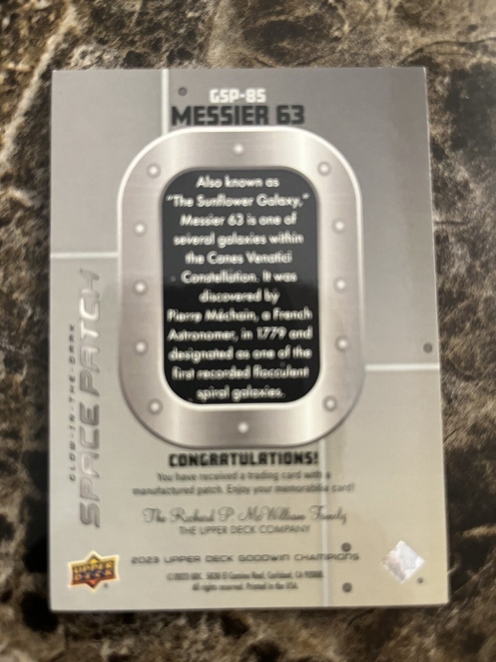 Messier 63 2023 Upper Deck Goodwin Space Patches GSP-85 Tier 4 1:480 | eBay