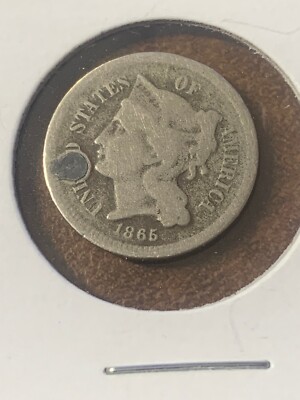 1865 Three Cent Coin (PLUGGED) | eBay