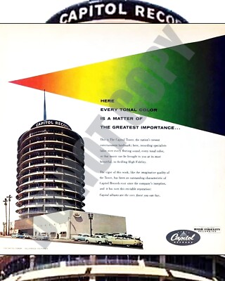 Capitol Tower Records Hollywood Los Angeles Magazine Promo Ad 8x10 ...