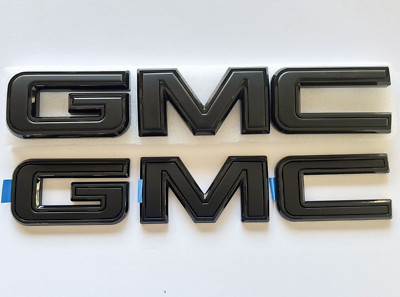 NEW 2019 - 2024 GMC Sierra 1500 2500HD 3500HD Front & Rear Emblem Black ...