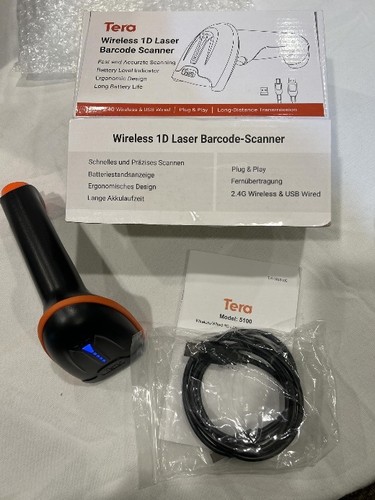 Tera Barcode Scanner Wireless 1D Laser Cordless Barcode Reader Model ...