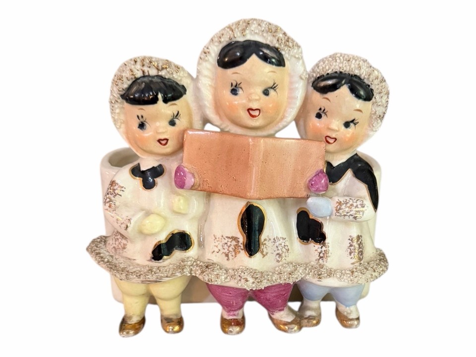 💕Vintage Christmas Brunette Carol Sisters Planter Candy Cane Holder ...