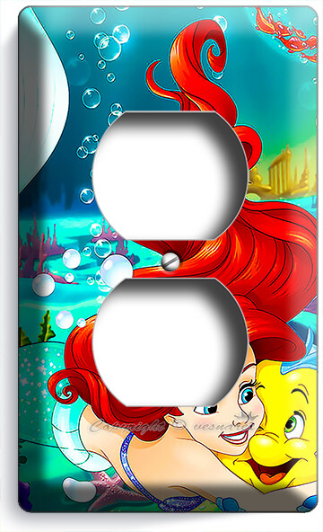 LITTLE MERMAID ARIEL FLOUNDER LIGHT SWITCH OUTLET WALL PLATE KIDS ROOM ...