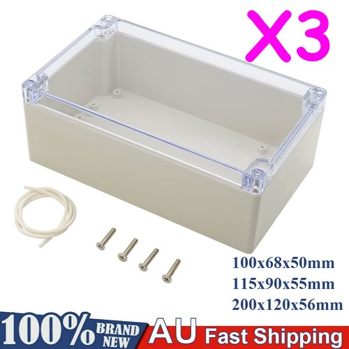 3 Clear Cover Junction Box IP64 Waterproof ABS Plastic Case Electrical ...