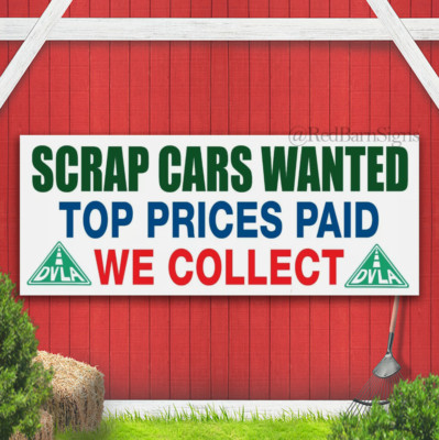 SCRAP CARS BOUGHT FOR CASH OUTDOOR BANNER SCRAP CAR SIGN with Eyelets ...