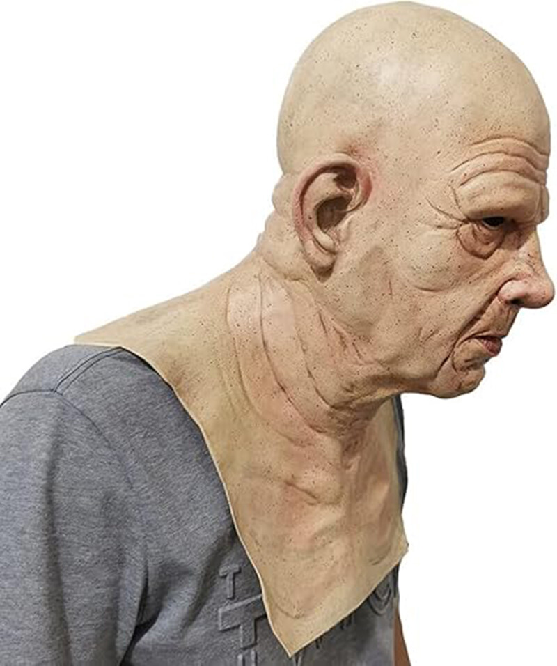 Halloween Realistic Old Man Latex Masks Wrinkle Face Bald Man Horror ...