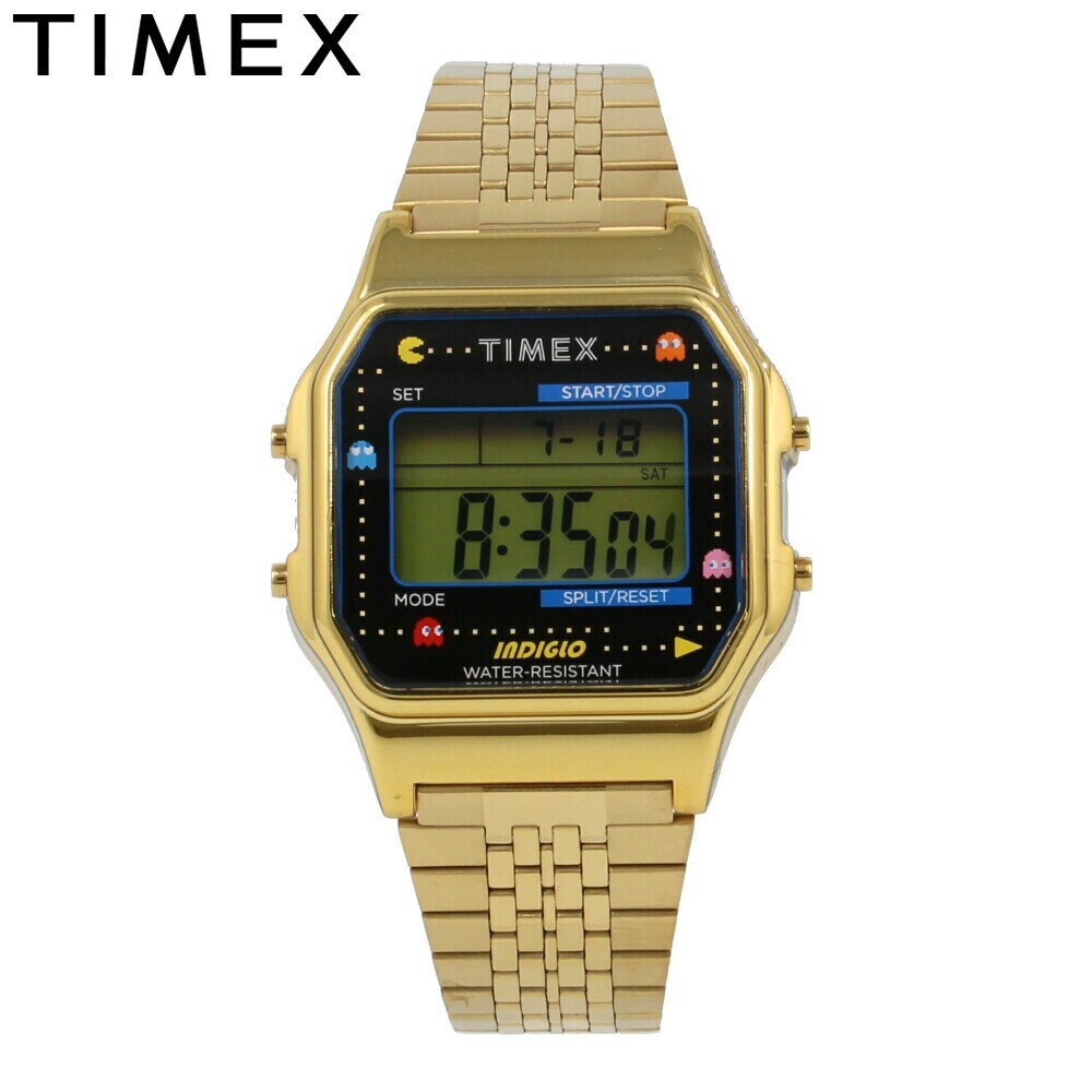 Timex T80 X Pac-man 34mm Digital Gold Stainless Steel Unisex Watch ...