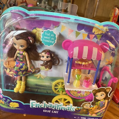 Enchantimals Merit Monkey Doll with Fruit Cart and Monkey Figure, New ...