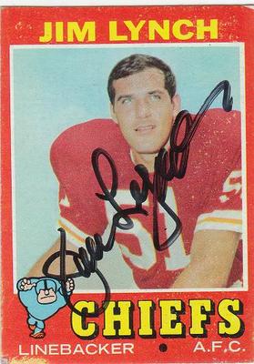JIM LYNCH Autographed Signed 1971 Topps card Kansas City Chiefs Notre ...
