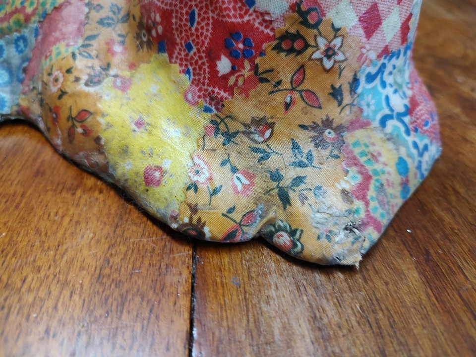 vintage ceramic patchwork quilted large resting kitty cat art figurine ...
