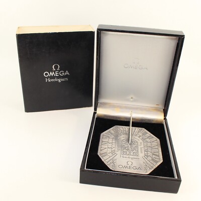 GENUINE OMEGA PEWTER METAL SUNDIAL PAPERWEIGHT HOROLOGIUM PROMOTIONAL ...