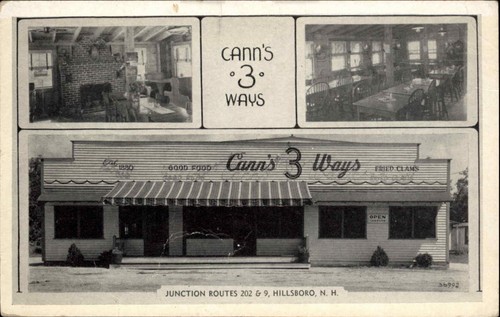 Hillsboro New Hampshire NH Cann's 3 Ways Restaurant c1930s-50s Postcard ...