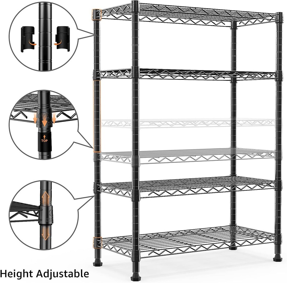Heavy Duty 4 Tier Wire Metal Commercial Storage Shelf Shelving Rack ...