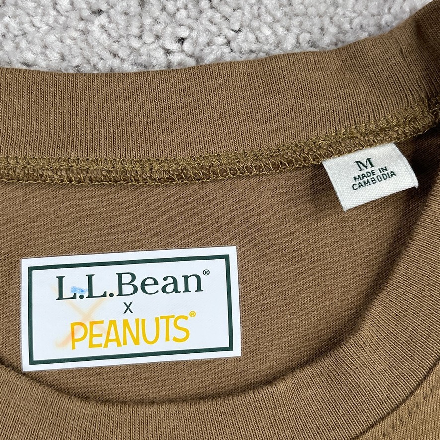LL Bean x Peanuts Top Womens Medium Brown Happy Trails Snoopy Woodstock ...