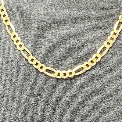 14K Yellow Gold Over Silver 7mm Figaro Chain (Solid Links) 18"-24" | eBay