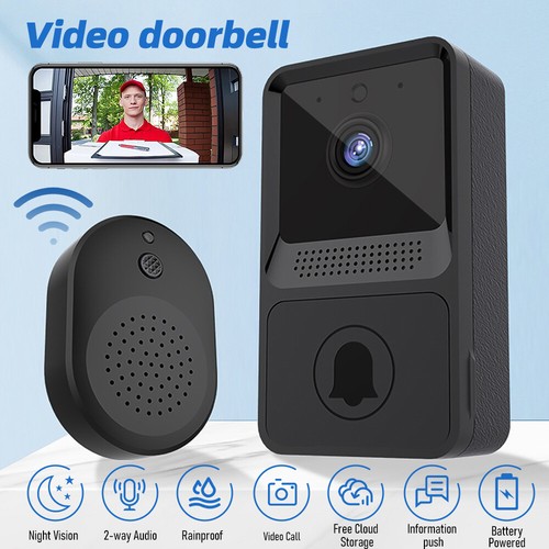Smart Wireless WiFi Doorbell Intercom Video Camera Door Ring Bell Chime ...