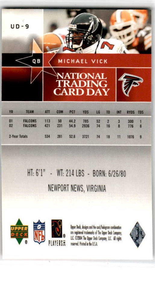 2004 National Trading Card Day #UD-9 Michael Vick Atlanta Falcons | eBay