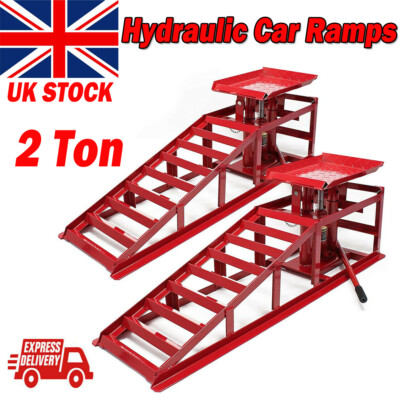 4 Ton Hydraulic Car Ramps 2PCS Heavy Duty Garage Auto Van Bottle Lift ...