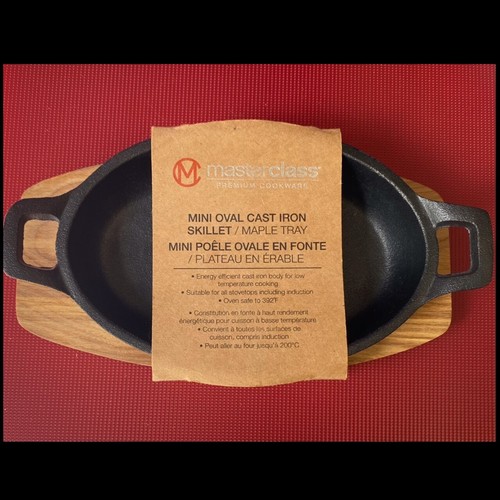 NEW Masterclass MINI OVAL CAST IRON SKILLET with WOOD TRAY Premium ...