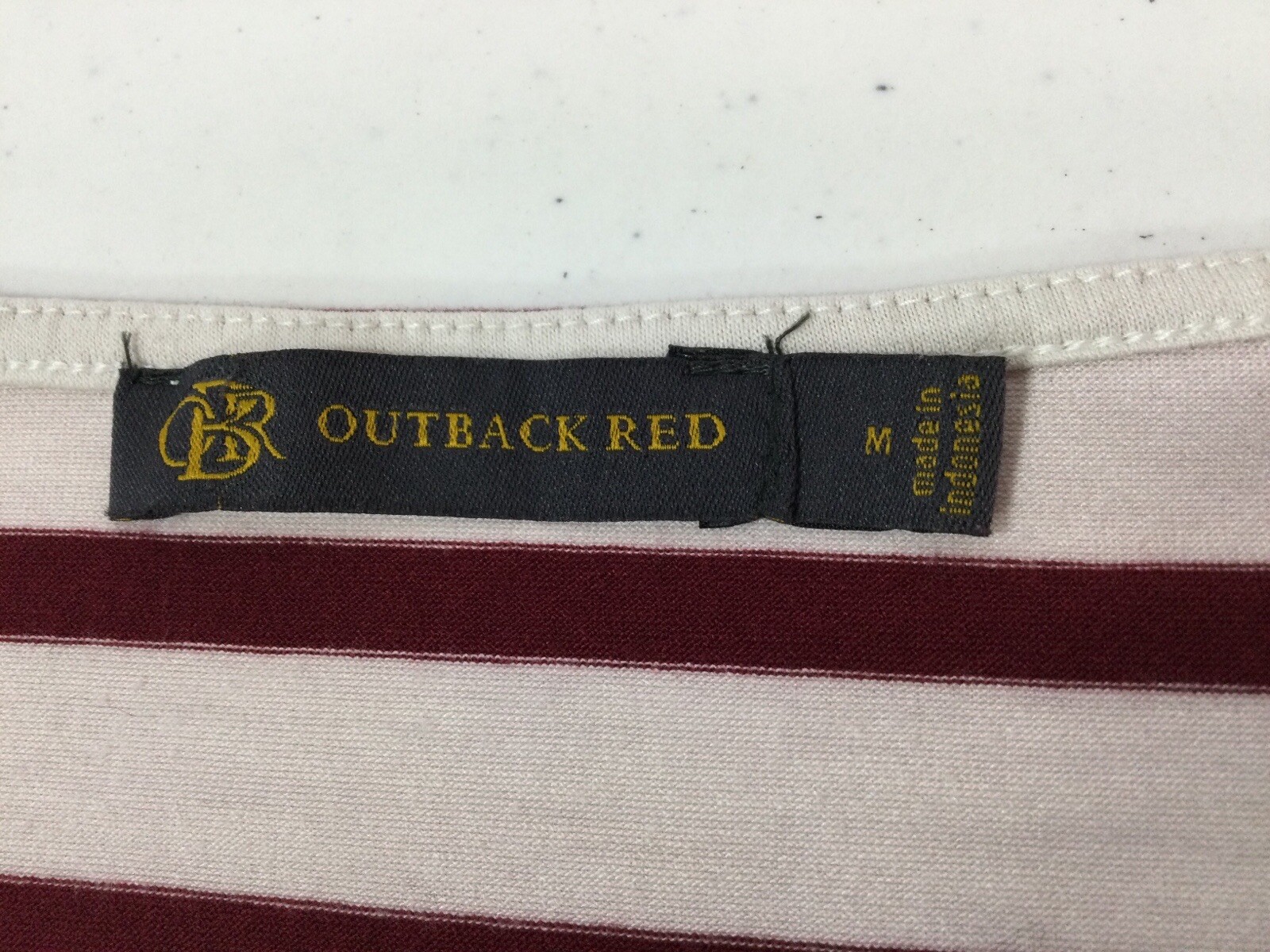 OUTBACK Red Burgundy & Ivory/White Striped Top. Vinta… - Gem