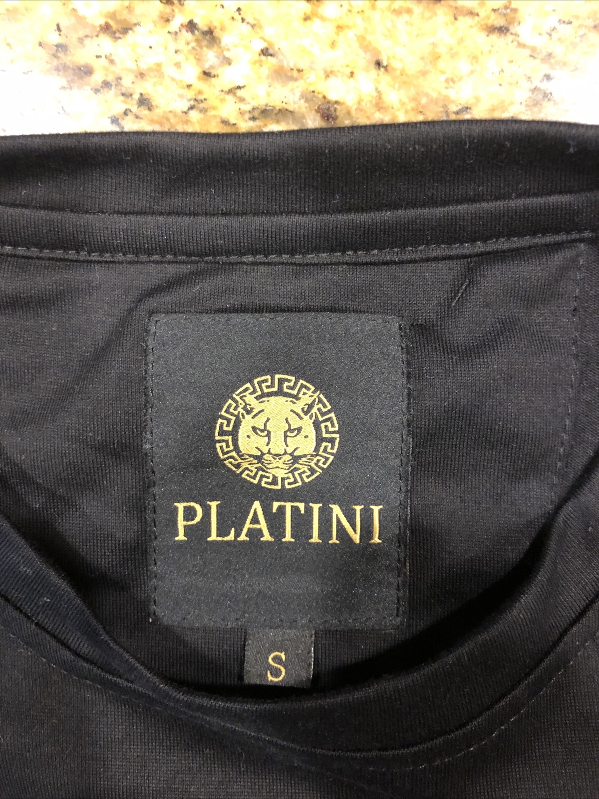 PLATINI Black Gold Sequin Skull Shirt Mens Small - Gem