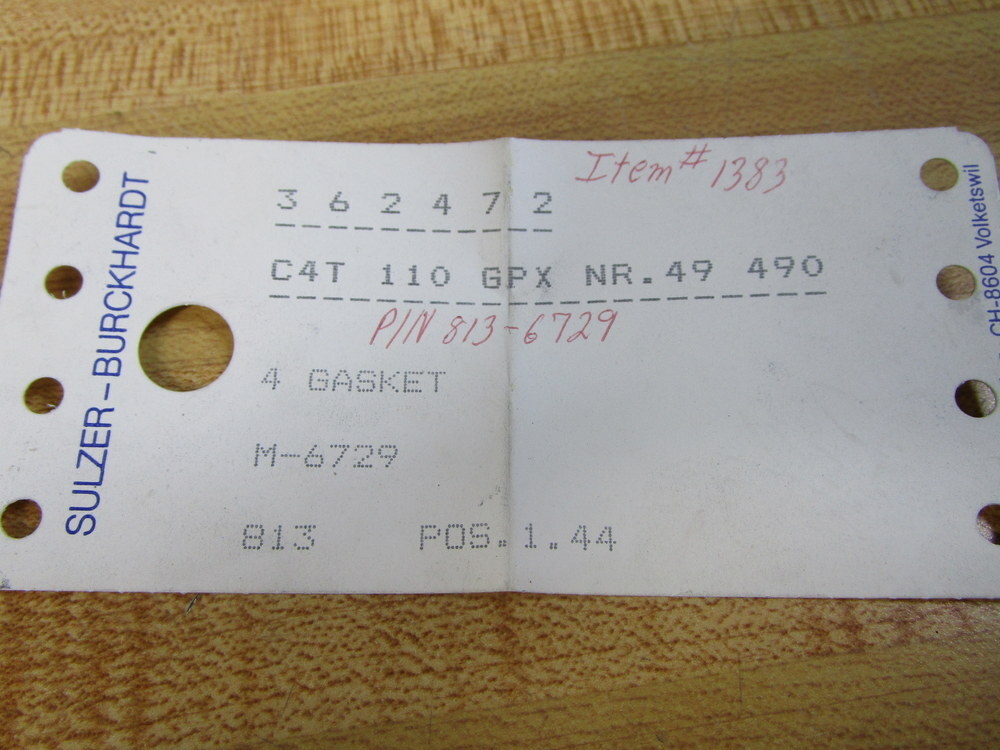Sulzer Burckhardt M-6729 Gasket M6729 (Pack of 4) | eBay
