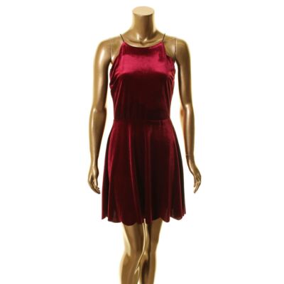 AQUA NEW Women's Merlot Scalloped-hem Velvet Party Slip Dress M TEDO | eBay